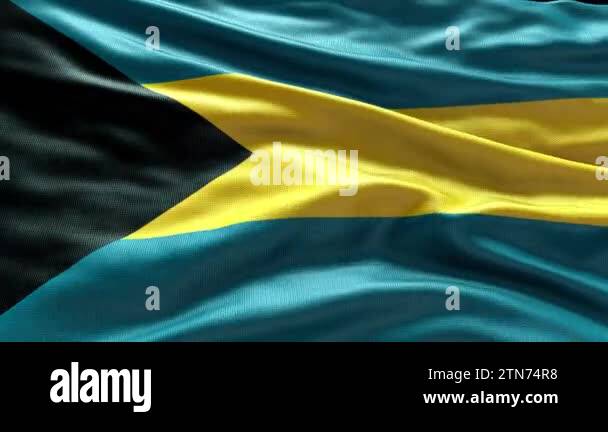 4k render Bahamas Flag video waving in wind. Bahamas Flag Wave Loop ...