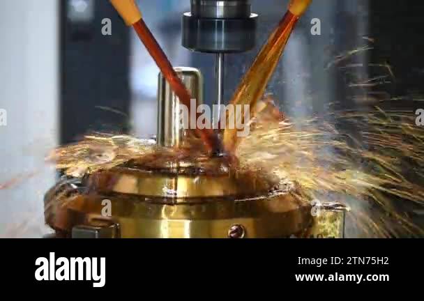 Close up scene the CNC milling machine cutting the shell mold parts ...