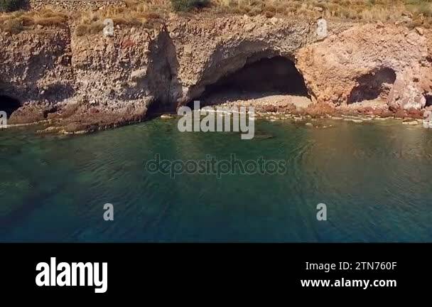 Landscape of grottoes in cliffs, mountains, cliffs. Water washed deep ...