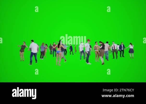 3D animation of a European crowd dancing and having fun in London on a ...
