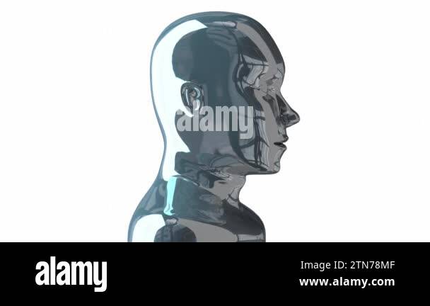 Reflective metallic human face isolated on white background - 3D 4k ...