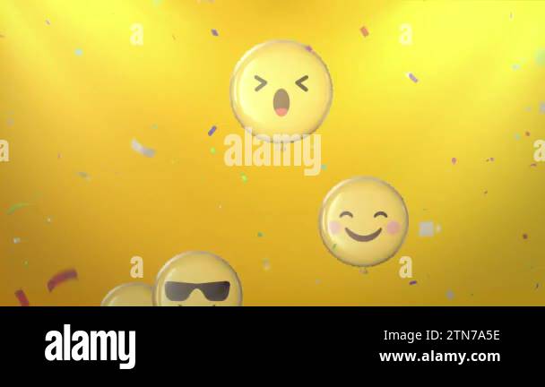 Animated party face emoji balloons. Emoticon stock video. 3d render ...