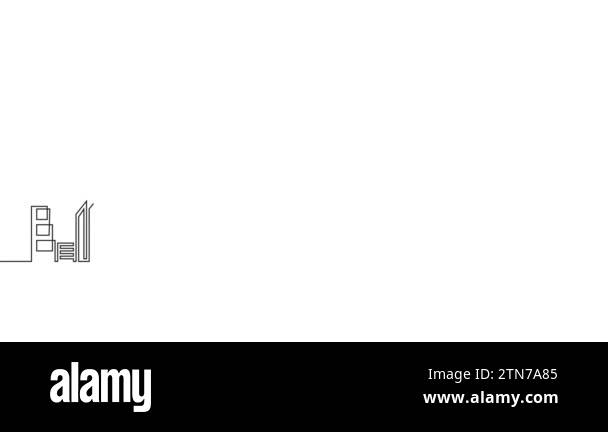 Continuous line drawing of house motion, residential building clip ...