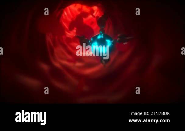 Blood cell and nanobot. Nanomedecine concept. Realistic 4k animation ...