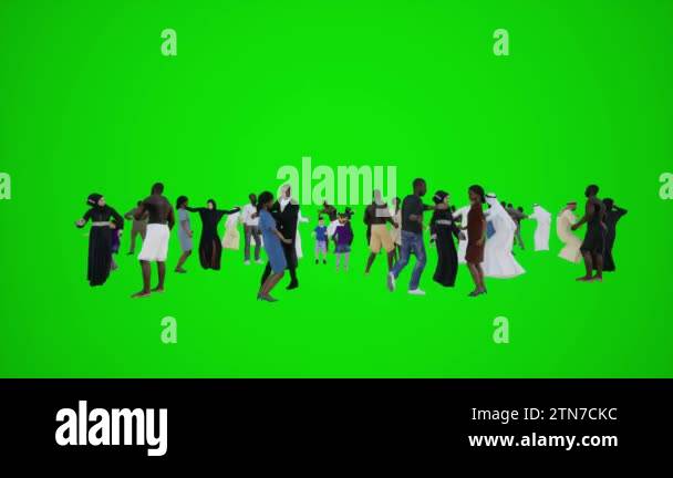 3D animation of a dancing and happy on the chromakey green screen ...