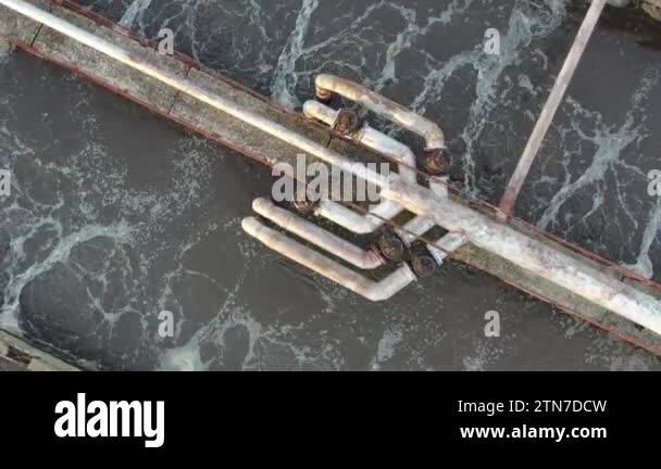 Water treatment tank with waste water with aeration process. Water ...