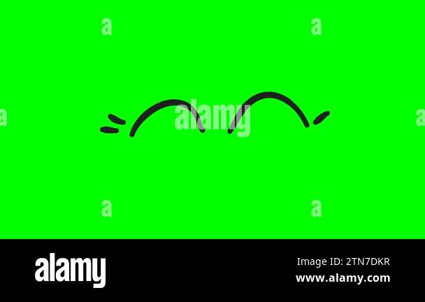 Cartoon simple kawaii, closed eyes on green screen insert, chroma key ...