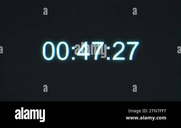 VHS effect with timecode. Numbers on a black background in real-time ...