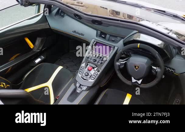 Inside The Lamborghini Aventador SV Roadster Stock Video Footage - Alamy