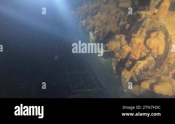 Slow motion video on shipwreck swedish ferry MS Zenobia. Wreck diving ...