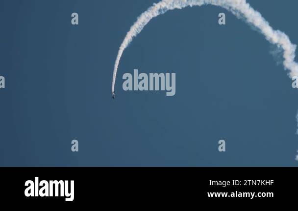 Private plane crash. A small plane during an aerobatic simulation ...