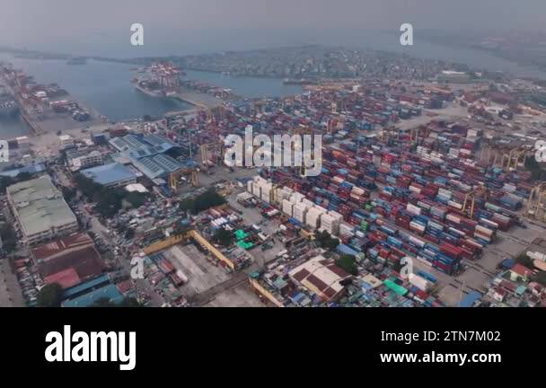Huge Cargo Port In Manila, Philippines, Aerial View Stock Video Footage ...