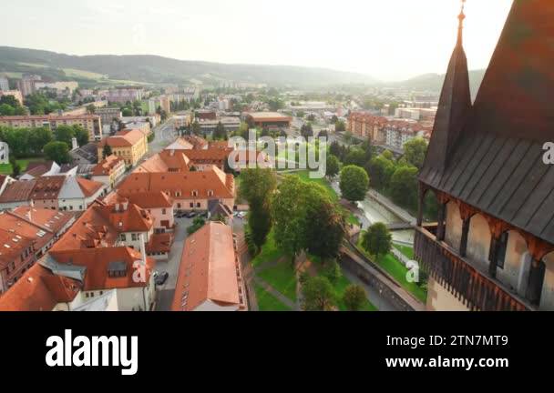Basilica of St Giles in Bardejov, Slovakia. Aerial view of the Bardejov ...