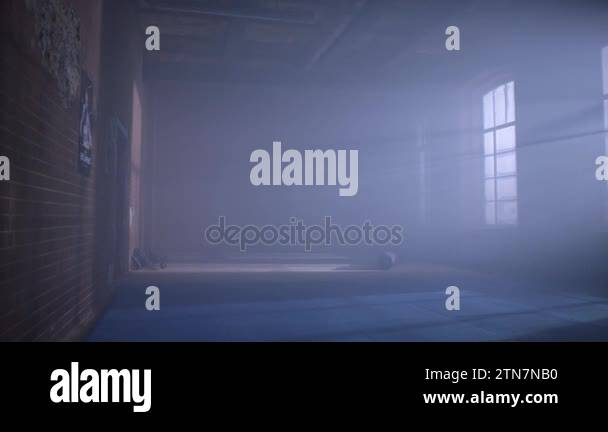 gym in the basement. Interior of a boxing hall in loft style. Empty ...