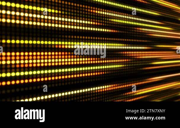 Grid of yellow glowing pixel dots. Effect of movement festive ...