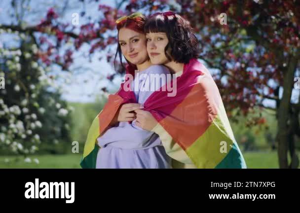 Concept of lgbt community in front of the camera good looking couple ...