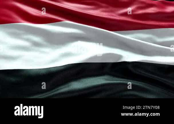 4k render Yemen Flag video waving in wind. Yemen Flag Wave Loop waving ...