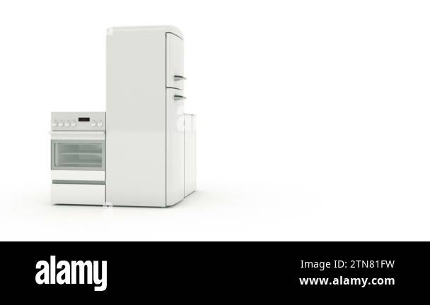 Home appliances. Set of household kitchen technics isolated on white ...