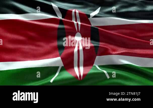 4k render Kenya Flag video waving in wind. Kenya Flag Wave Loop waving ...