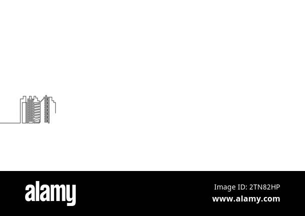 Continuous line drawing of house motion, residential building clip ...