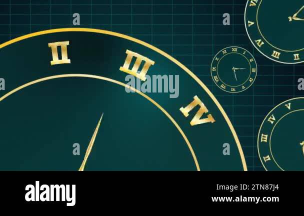 Multiple Clocks Moving Clockwise And Anticlockwise Concept Of