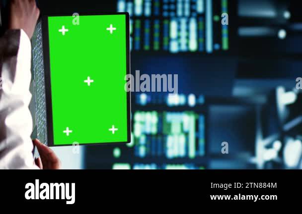 Vertical Video System Administrator Examining Server Rigs Performance Trends Expert Using Green