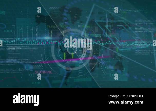 Animation of circles over multiple graphs with changing numbers and texts against map in ...