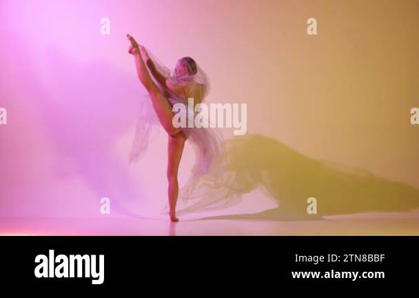 Lightness. Graceful, attractive, young ballerina dancing with ...