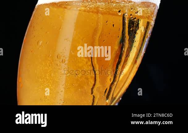 Drops of Water on the Beer Glass. Bubbles Are Rising and Drops Are ...