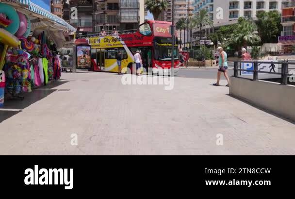 Benidorm Spain, 1st July 2023: Walking footage of the beautiful city of ...