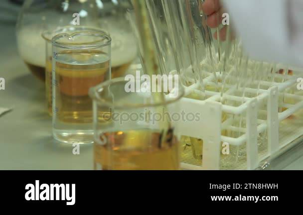 Laboratory glassware for chemical processes. Chemical test tubes ...