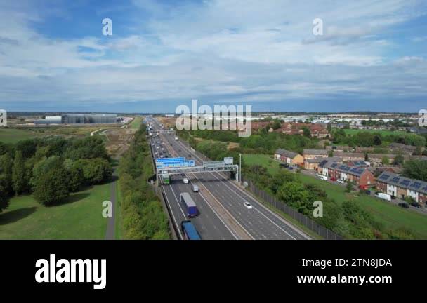 High Angle Footage of British Motorways and Roads in Luton City ...