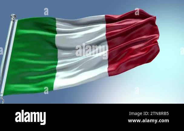 4k render Italy Flag video waving in wind. Italy Flag Wave Loop waving ...