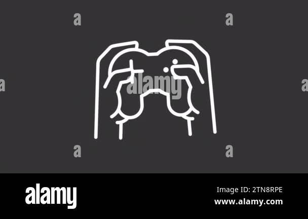 Video game white icon animation. Animated line gamer hands with ... Video game white icon animation. Animated line gamer hands with ...