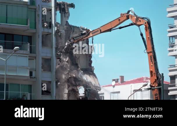 Demolition of high-rise buildings damaged by the earthquake Stock Video ...