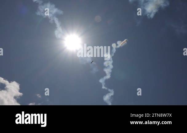 Private plane crash. A small plane during an aerobatic simulation ...
