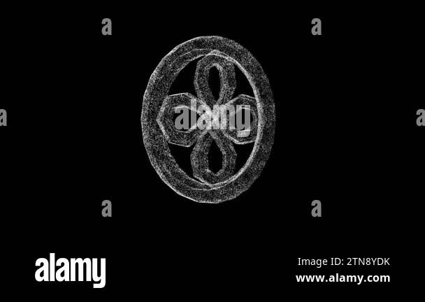 3d Beautiful Flower Pattern Rotates On Black Background Object Dissolved White Flickering