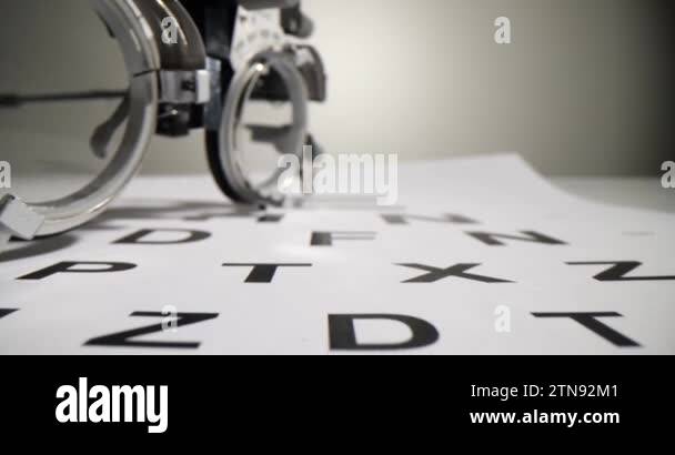 Optometry eyeglasses for fitting lenses with chart for focusing reading ...