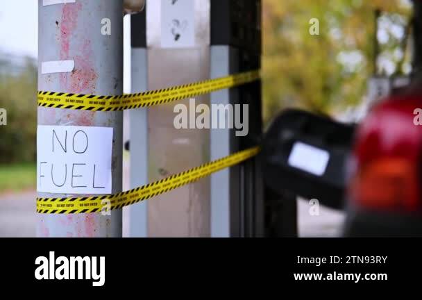 No fuel at the gas station. The gas station is closed due to lack of ...