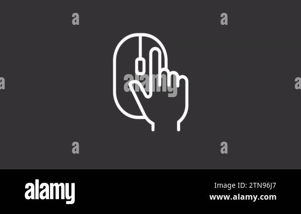 Finger tap white icons animation. Animated line hand touching device ...