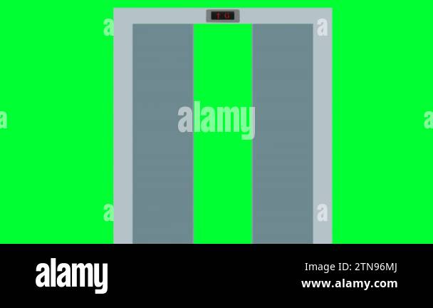 Elevator Door Open and Closed Green Screen animation. Elevator Cabin ...