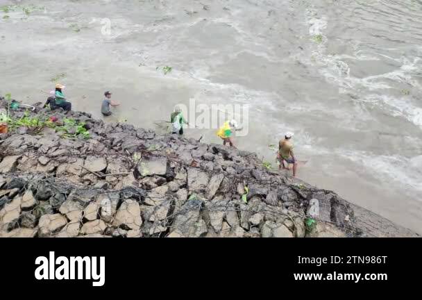 Pinrang Indonesia, 16 July 2023: Some pinrang residents are fishing and ...
