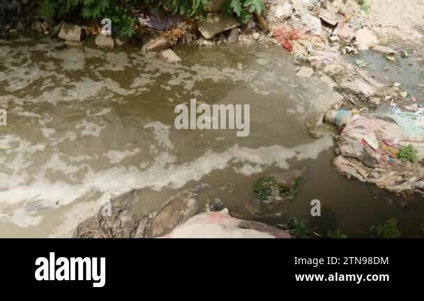 Water pollution in river because industrial not treat water before ...
