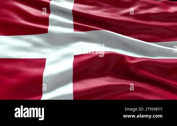 4k render SeDenmark Flag video waving in wind. Denmark Flag Wave Loop ...