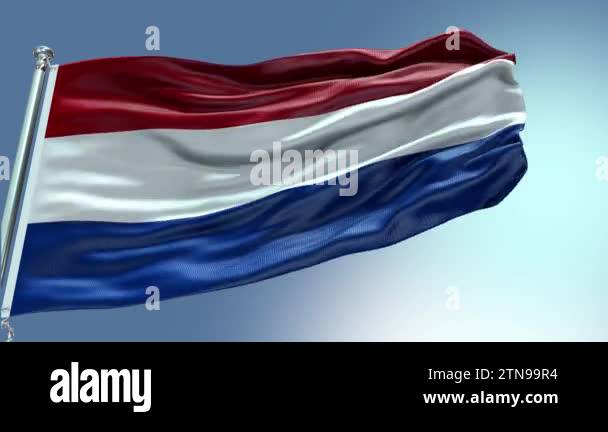 4k render Netherlands Flag video waving in wind. Netherlands Flag Wave ...