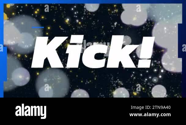 Animation of kick text with exclamation over lines and lens flares ...