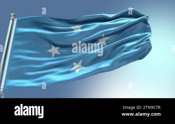 4k render Micronesia Flag video waving in wind. Micronesia Flag Wave ...