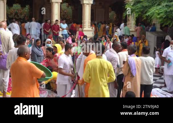 VRINDAVAN, INDIA September 01, 2022 : Devotee playing Kirtan chants in ...