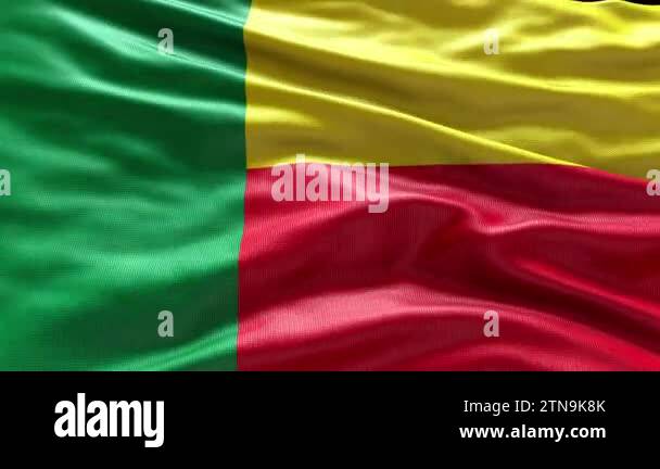 4k render Benin Flag video waving in wind. Benin Flag Wave Loop waving ...