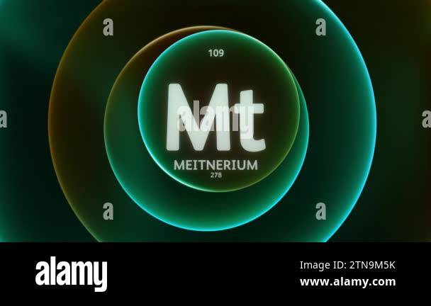 Meitnerium as Element 109 of the Periodic Table. Concept animation on ...